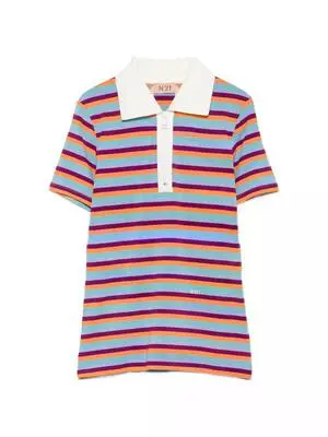 N°21 Striped Zip-up Polo Top