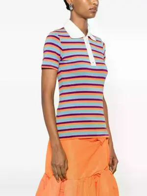 N°21 Striped Zip-up Polo Top