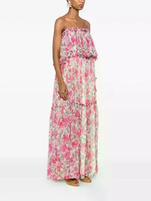 Chloé Floral-print Ruffled Maxi Dress - Pink
