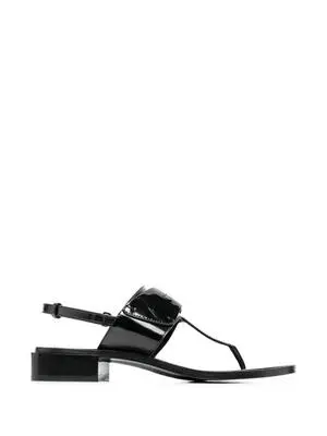 FERRAGAMO Patent Leather Slingback Sandals - Black