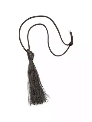 ALYSI Long Fringed Knotted Necklace