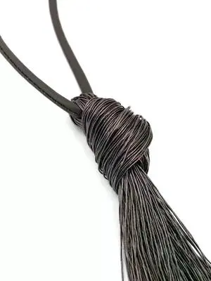 ALYSI Long Fringed Knotted Necklace