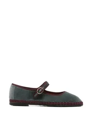 FLABELUS Georgina Velvet Mary Jane Ballet Flats
