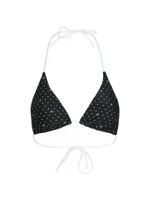 Karl Lagerfeld Polka-dot Triangle Bikini Top - Black