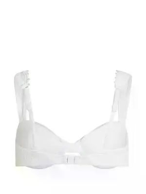 Karl Lagerfeld Pearl-embellished Underwired Bikini Top - White