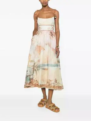 Zimmermann Map Print Tie-strap Dress