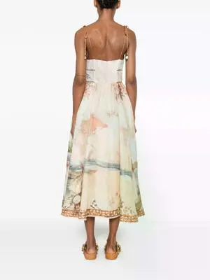 Zimmermann Map Print Tie-strap Dress