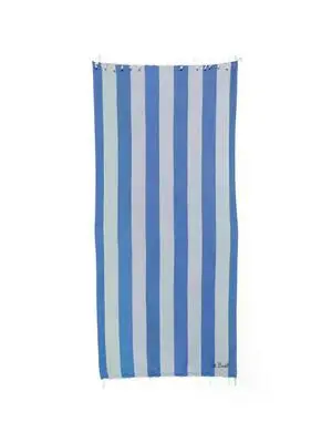 MC2 SAINT BARTH Striped Fringed Beach Towel - Blue