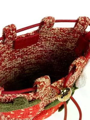 Loewe Raffia Crossbody Bag With Strawberry Embellishment
