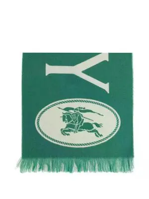 Burberry Logo-intarsia Fringed Scarf - Green