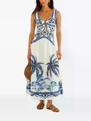 Farm Rio Off-premium Linen Maxi Dress - White
