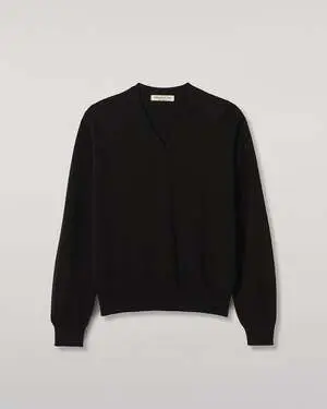 Johnstons Of Elgin Lunan Classic Cashmere V-neck Jumper - Black