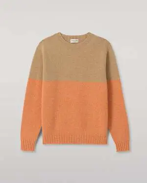 Johnstons Of Elgin Lambswool Colour Block Crew Neck Jumper
