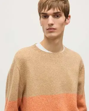 Johnstons Of Elgin Lambswool Colour Block Crew Neck Jumper
