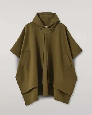 Johnstons Of Elgin Hooded Cashmere Cape - Green