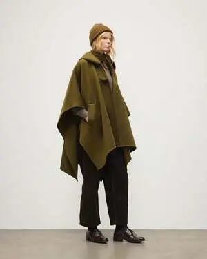 Johnstons Of Elgin Hooded Cashmere Cape - Green