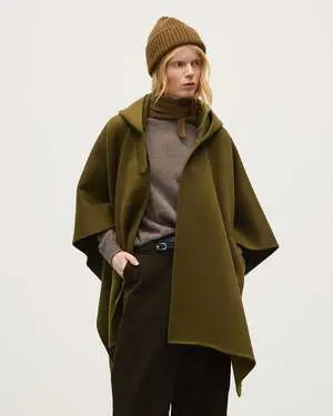 Johnstons Of Elgin Hooded Cashmere Cape - Green