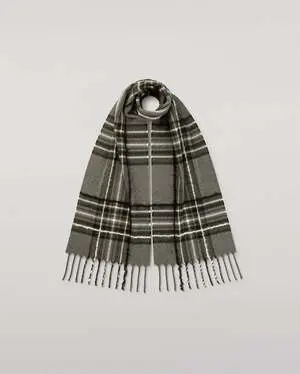 Johnstons Of Elgin Mach Tartan Cashmere Scarf - Grey