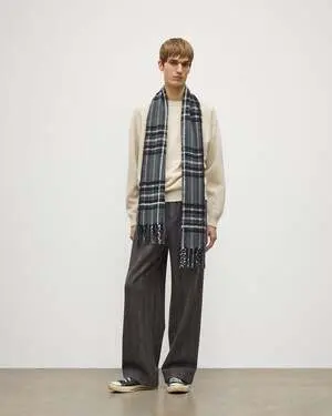 Johnstons Of Elgin Mach Tartan Cashmere Scarf - Grey