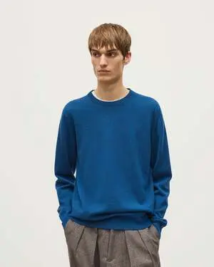 Johnstons Of Elgin Reuben Cashmere Crew Neck Jumper - Blue