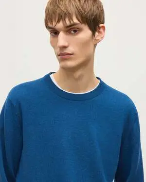 Johnstons Of Elgin Reuben Cashmere Crew Neck Jumper - Blue