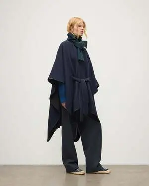Johnstons Of Elgin Belted Cape With Leather Binding