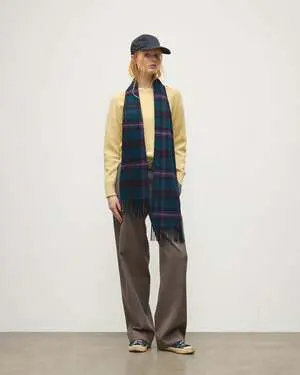 Johnstons Of Elgin Culzean Plaid Bottle Cashmere Scarf - Green