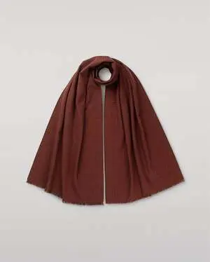 Johnstons Of Elgin Tweed Wool Scarf - Red