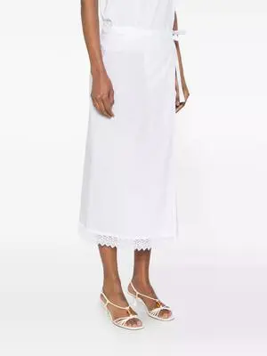 THE NINA STUDIO Lace Detail Midi Skirt - White
