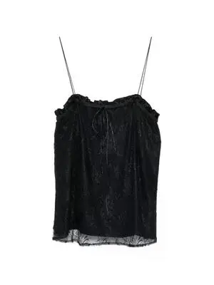 THE NINA STUDIO Lace Detail Ruffled Top