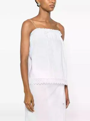 THE NINA STUDIO Lace Detail Ruffled Top