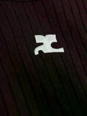 COURREGES Ribbed Logo Patch T-shirt