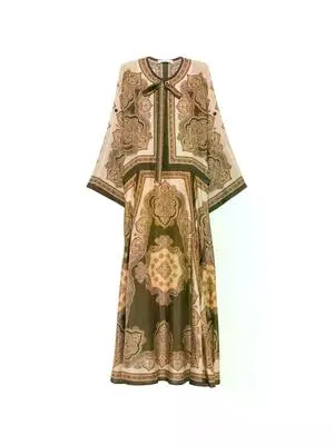 Zimmermann Paisley-print Pussy-bow Midi Dress - Green