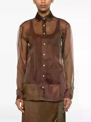 THE NINA STUDIO Sheer Tie-back Shirt