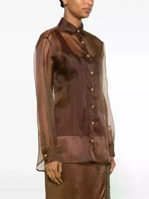 THE NINA STUDIO Sheer Tie-back Shirt