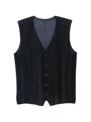 Issey Miyake Sleeveless V-neck Sweater - Black