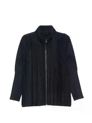 Issey Miyake Pleated Zip-up Shirt - Blue