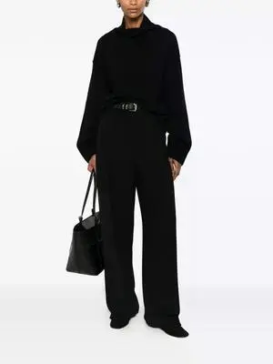 Soft Goat Roll Neck Ribbed Trim Sweater