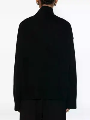 Soft Goat Roll Neck Ribbed Trim Sweater