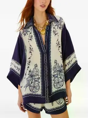 Farm Rio Marine Print Shirt - White