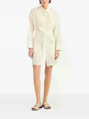 Momoni Coyotera Broderie Anglaise Mini Shirtdress - Neutrals