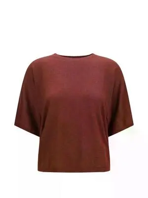 Brunello Cucinelli Short-sleeve Metallic Cashmere T-shirt - Red