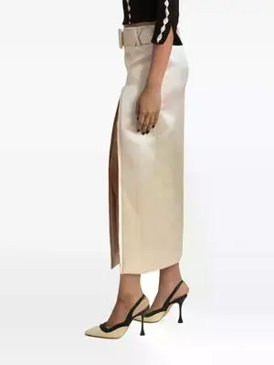 CONTESSA MILLS Morgaine Belted Side-slit Skirt
