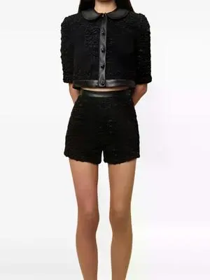 CONTESSA MILLS Blair Leather-trim Shorts - Black