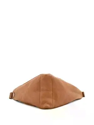 Prada Triangle Logo Zip Messenger Leather Crossbody Bag