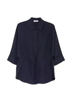 RUNDHOLZ BLACK LABEL Drawstring-waist Curved-hem Blouse - Blue