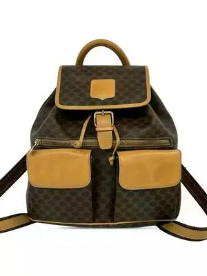 Celine Macadam Coated Canvas Backpack - Brown