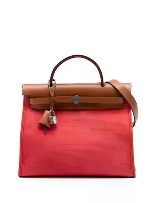 Hermès Toile Herbag Zip 31 Satchel - Red