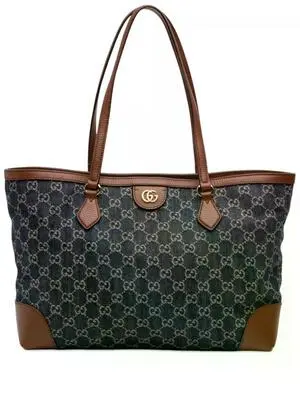 Gucci Medium Ophidia Gg Denim Tote Bag - Blue