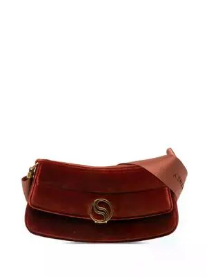 Stella McCartney Faux Velvet S Wave Shoulder Bag - Red